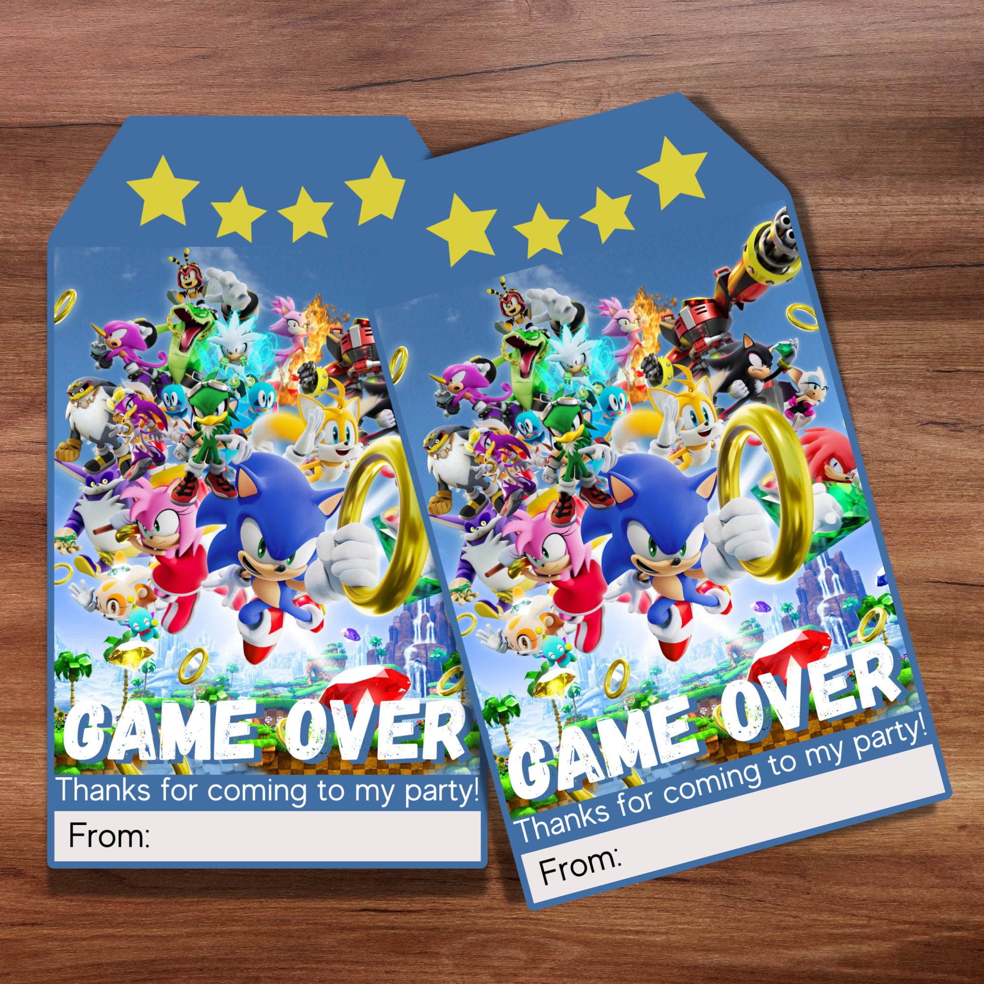 Sonic Thank You Tag, Sonic Birthday Party, Sonic Party Favor Tags ...