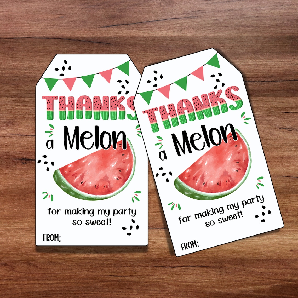 Watermelon Favor Tags, Thank You Tags, Gift Tags, One in a Melon Favor ...