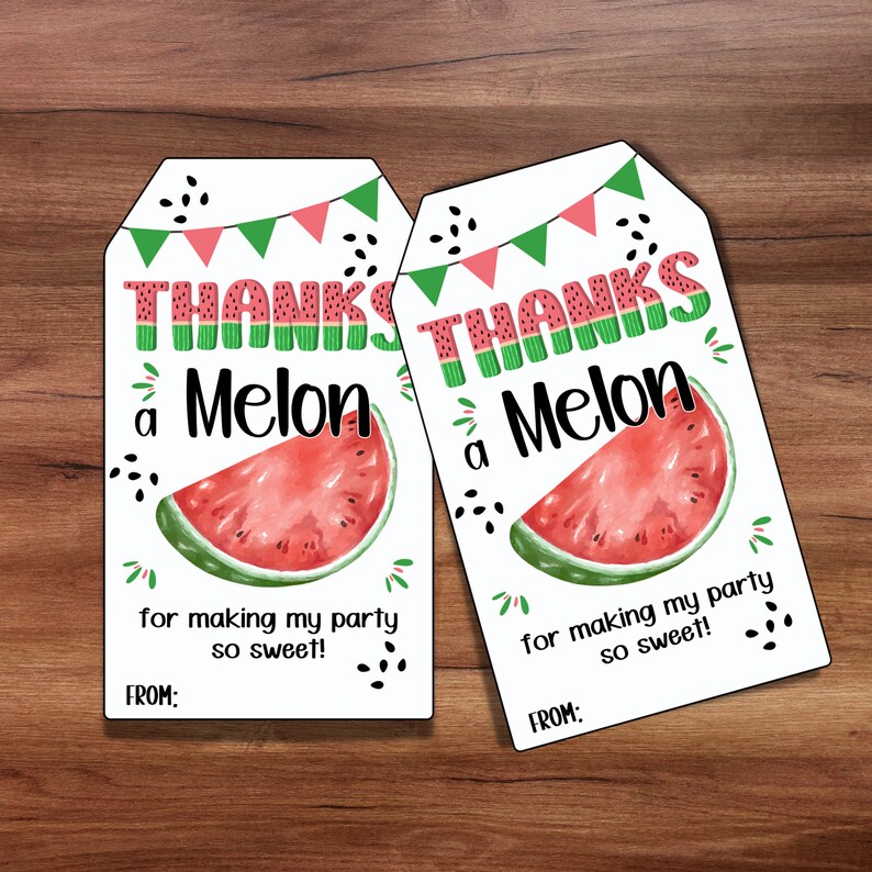 Watermelon Favor Tags Thank You Tags Gift Tags One in a - Etsy