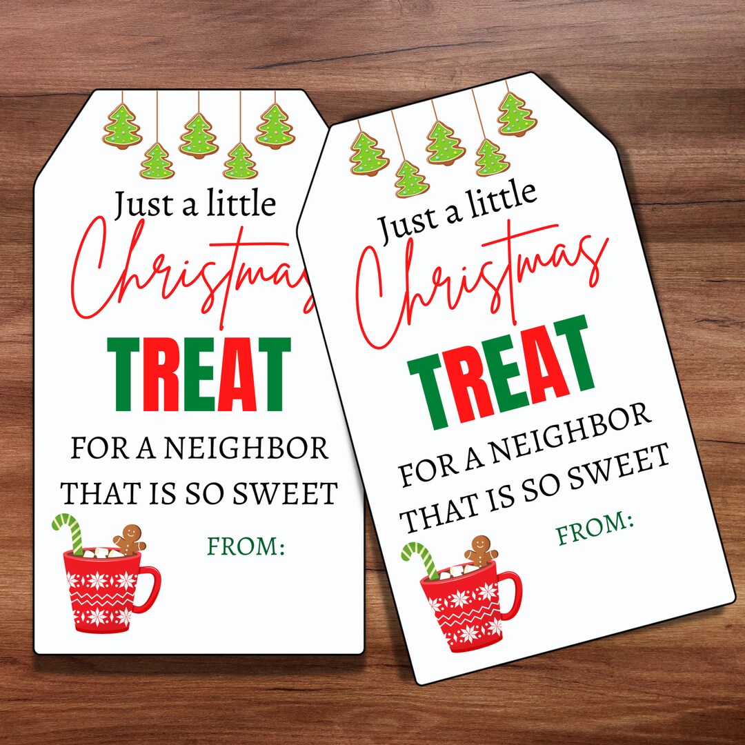 Neighbor Gift Tag, Christmas Treat for Neighbor, Secret Santa Neighbor ...