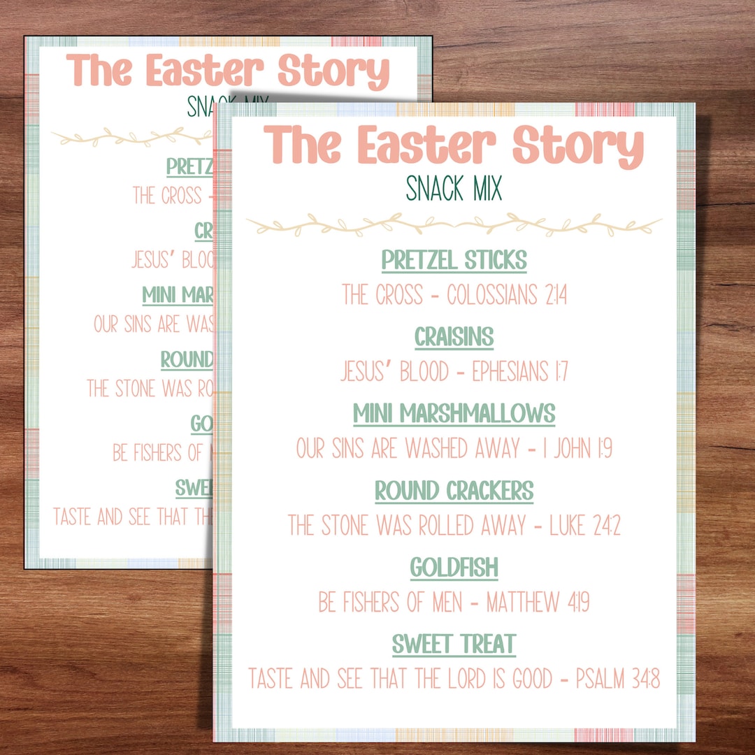 Easter Story Snack Mix Printable, Easter Gift Tag, Religious Easter ...