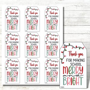 Thank You for Making School Merry and Bright Gift Tag, Teacher ...