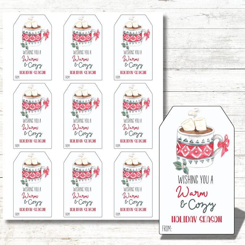 Printable Warm and Cozy Gift Tag, Holiday Season Gift Ta, Cosy Holidays ...