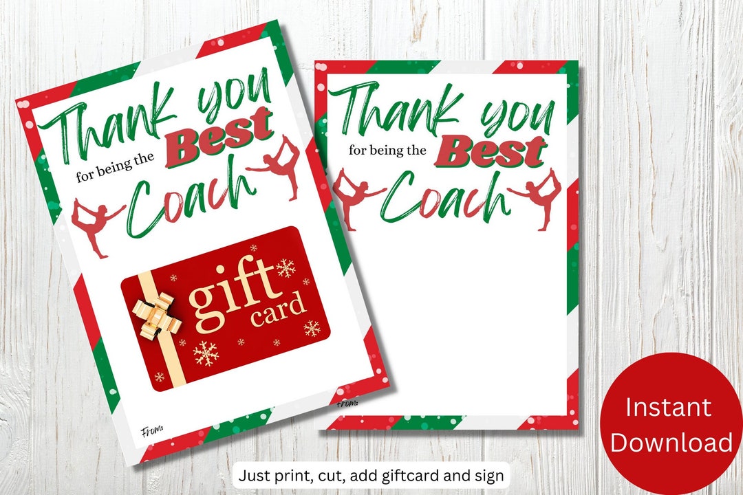 Christmas Card for Gymnastics Coach, Gynmastics Coach Gift Card, Gift ...