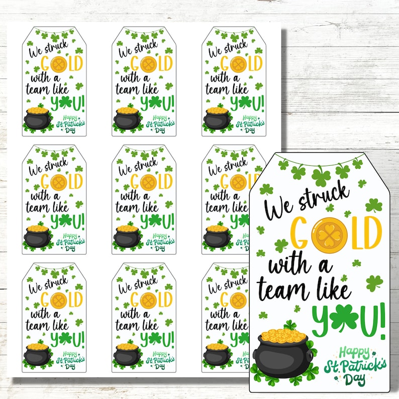 St. Patrick's Day Printable Tags, Team Member Appreciation, Staff Gift ...