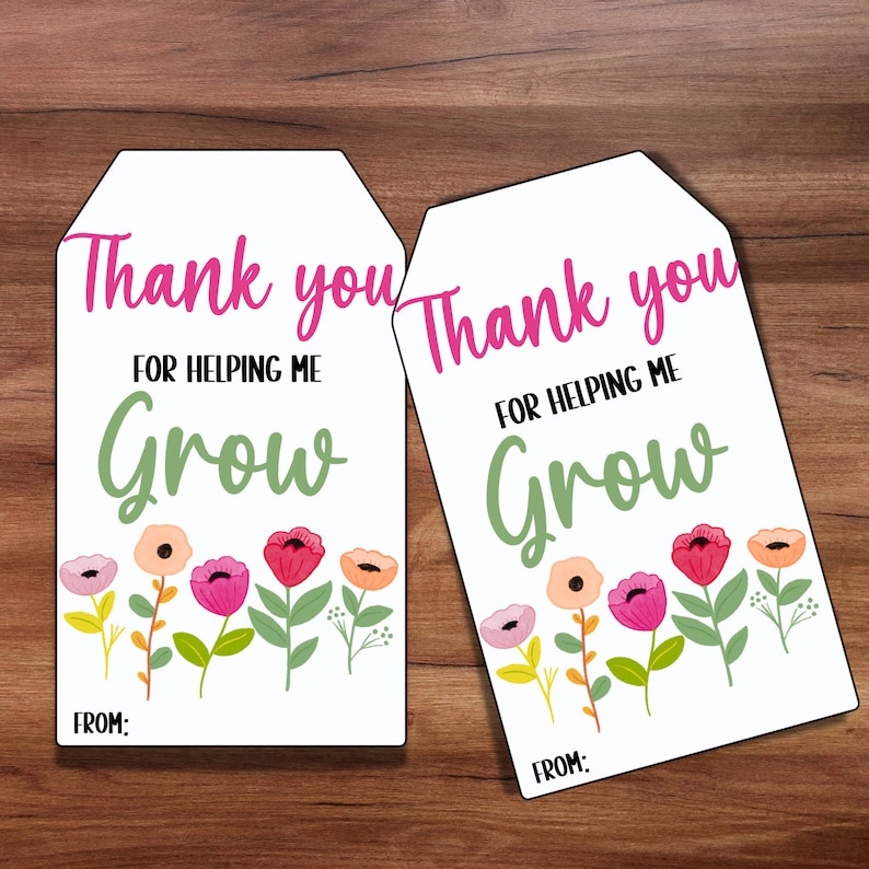 Teacher Appreciation Week Tag Thank You for Helping Me Grow - Etsy