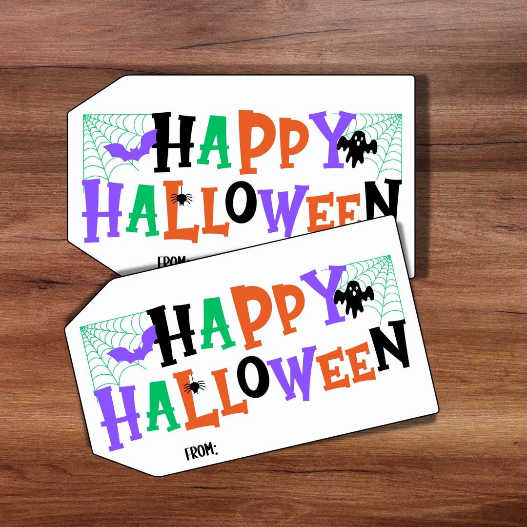 Printable Happy Halloween Gift Tag, Trick or Treat Favor Bag Tag ...