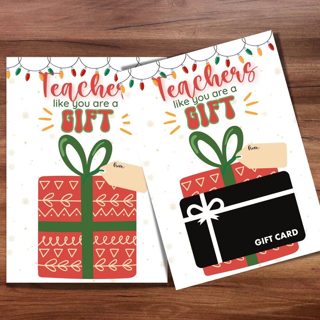 Teacher Christmas Gift Card Holder, Teacher Holiday Thank You Card ...