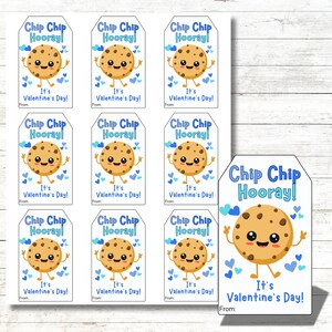 Cookie Valentine Tags, Kids Classroom Valentines Labels, Chip Hooray ...