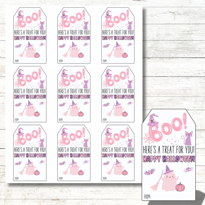 Pastel Halloween Favor Tags, Boo Halloween Tags, Halloween Trick or ...