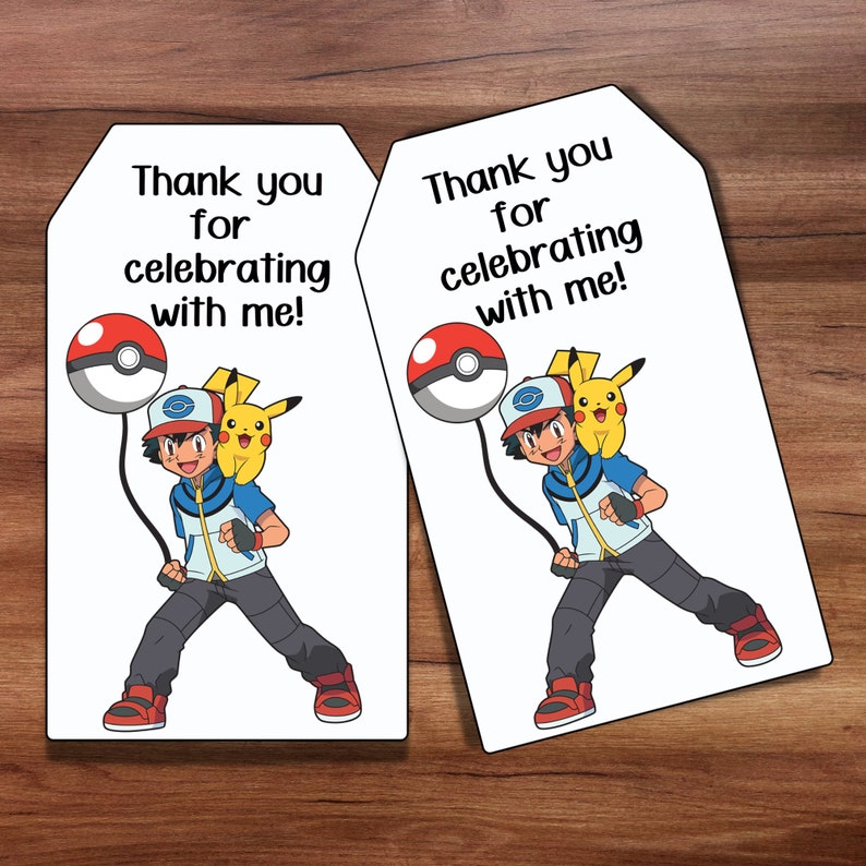 Pokemon Thank You Tags, Pikachu Thank You, Pokeball Tags, Pokemon Party ...
