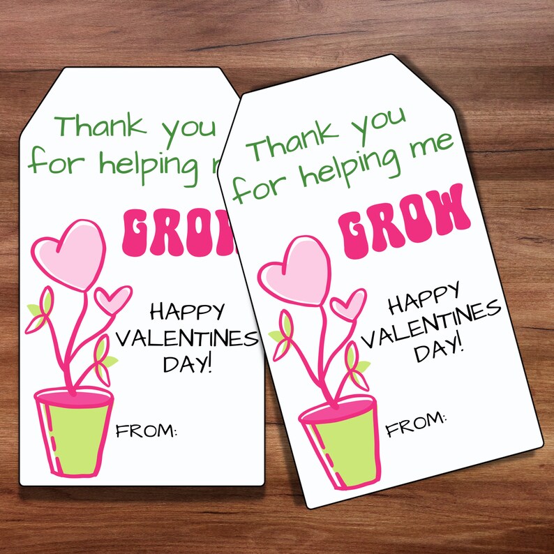 Valentine Teacher Tag, Thank You for Helping Me Grow, Valentines Day ...