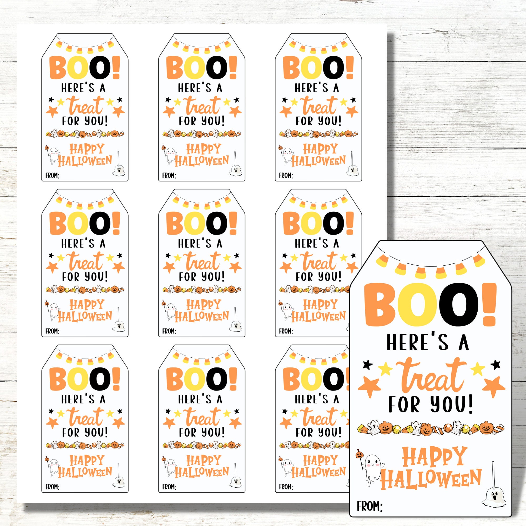 Halloween Treat Tags, Boo Halloween Tags, Candy Corn Gift Tag Halloween ...