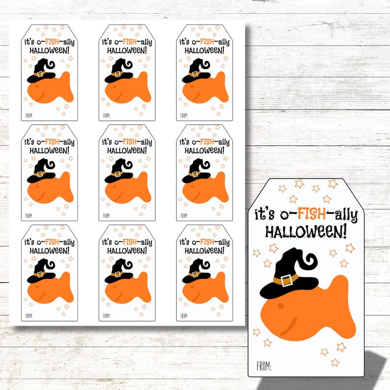 Halloween Goldfish Labels, Noncandy Treat, Halloween School Treat Label ...