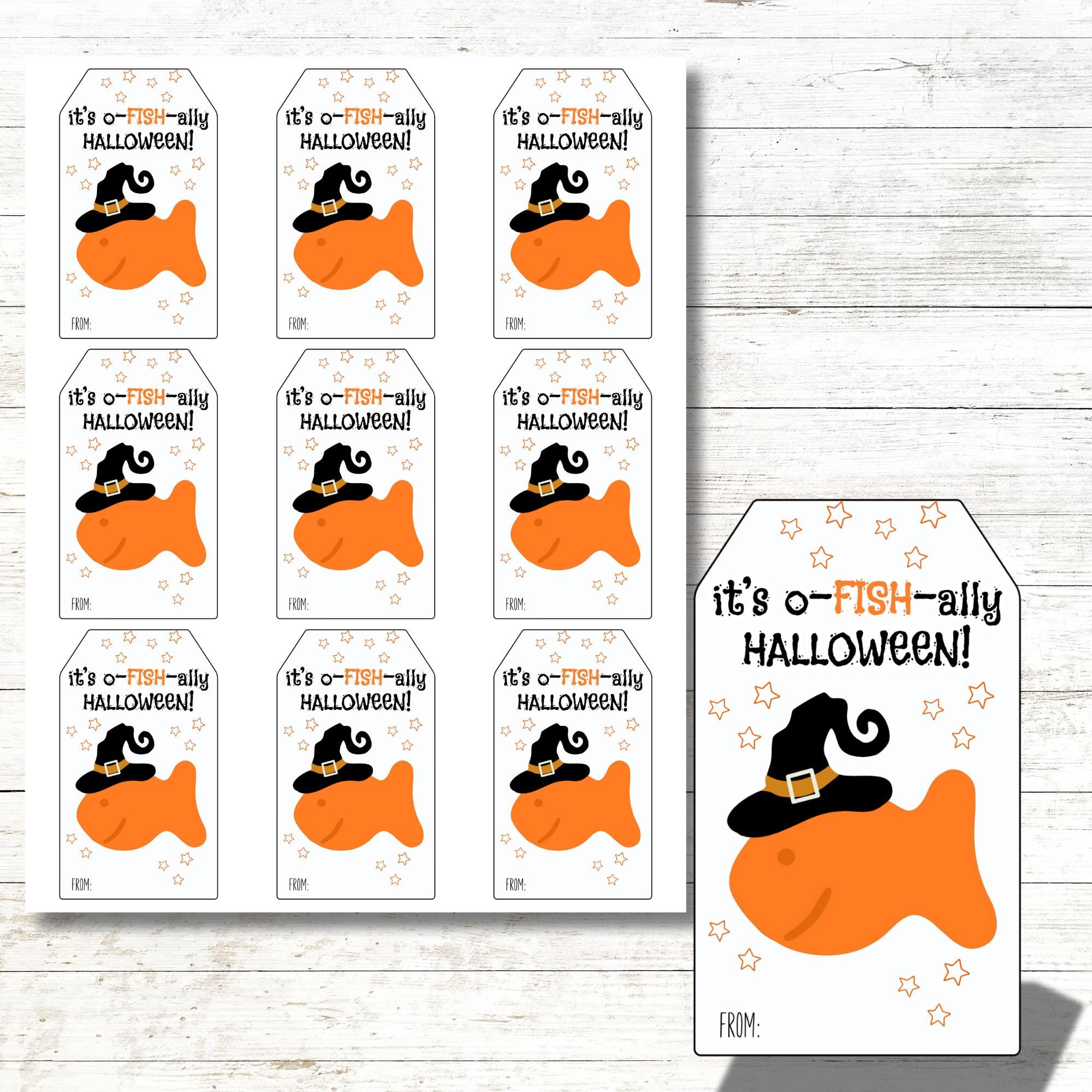Halloween Goldfish Labels, Noncandy Treat, Halloween School Treat Label ...