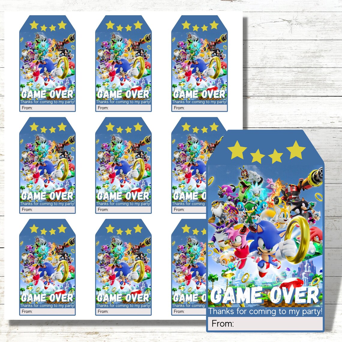 Sonic Thank You Tag Sonic Birthday Party Sonic Party Favor - Etsy