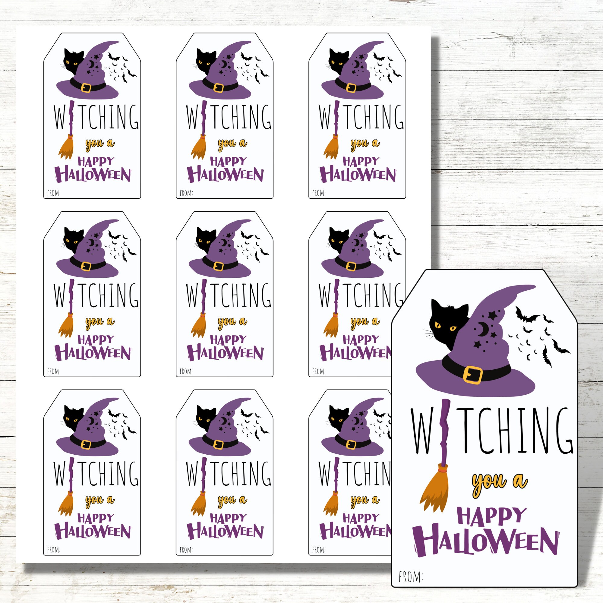 Witching You a Happy Halloween Gift Tag Happy Halloween Treat - Etsy