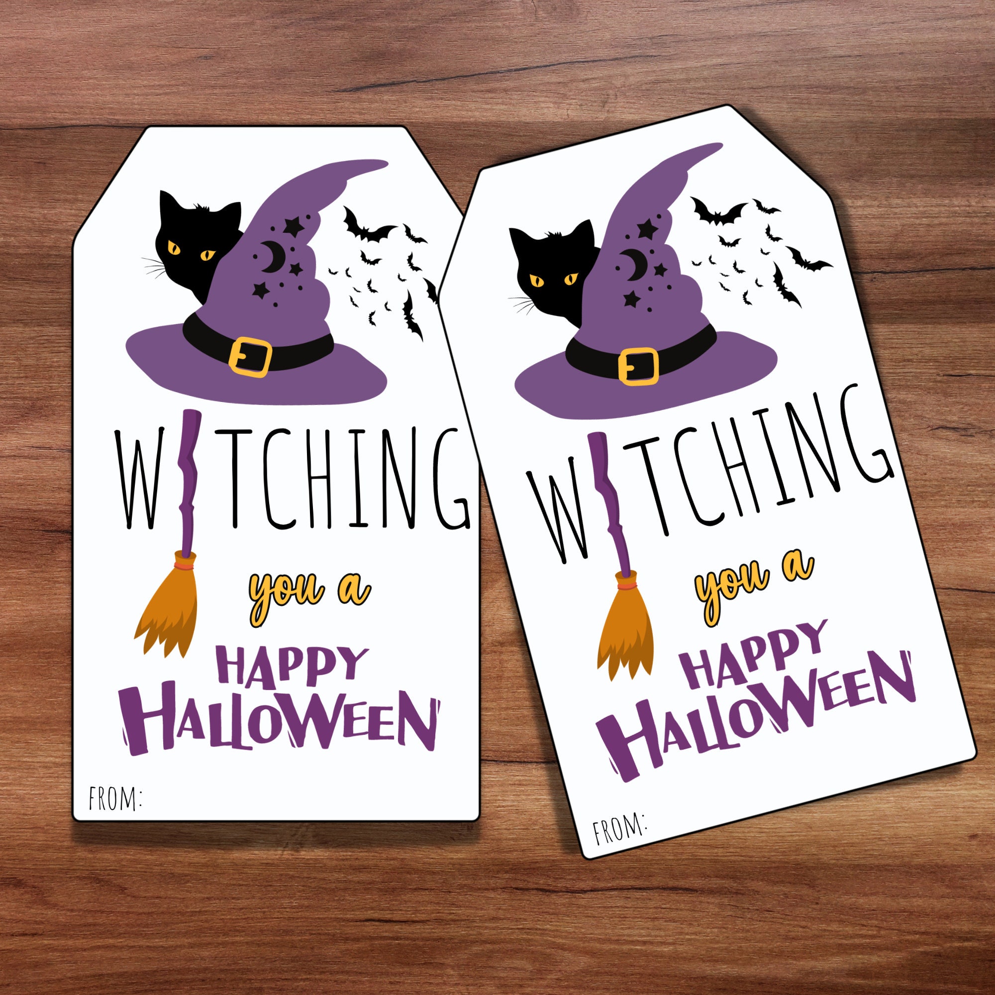 Witching You a Happy Halloween Gift Tag Happy Halloween Treat - Etsy