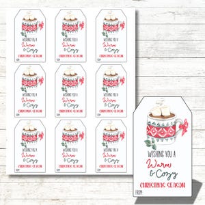 Printable Warm and Cozy Gift Tag, Cosy Holidays Gift Tag, Hot Cocoa ...