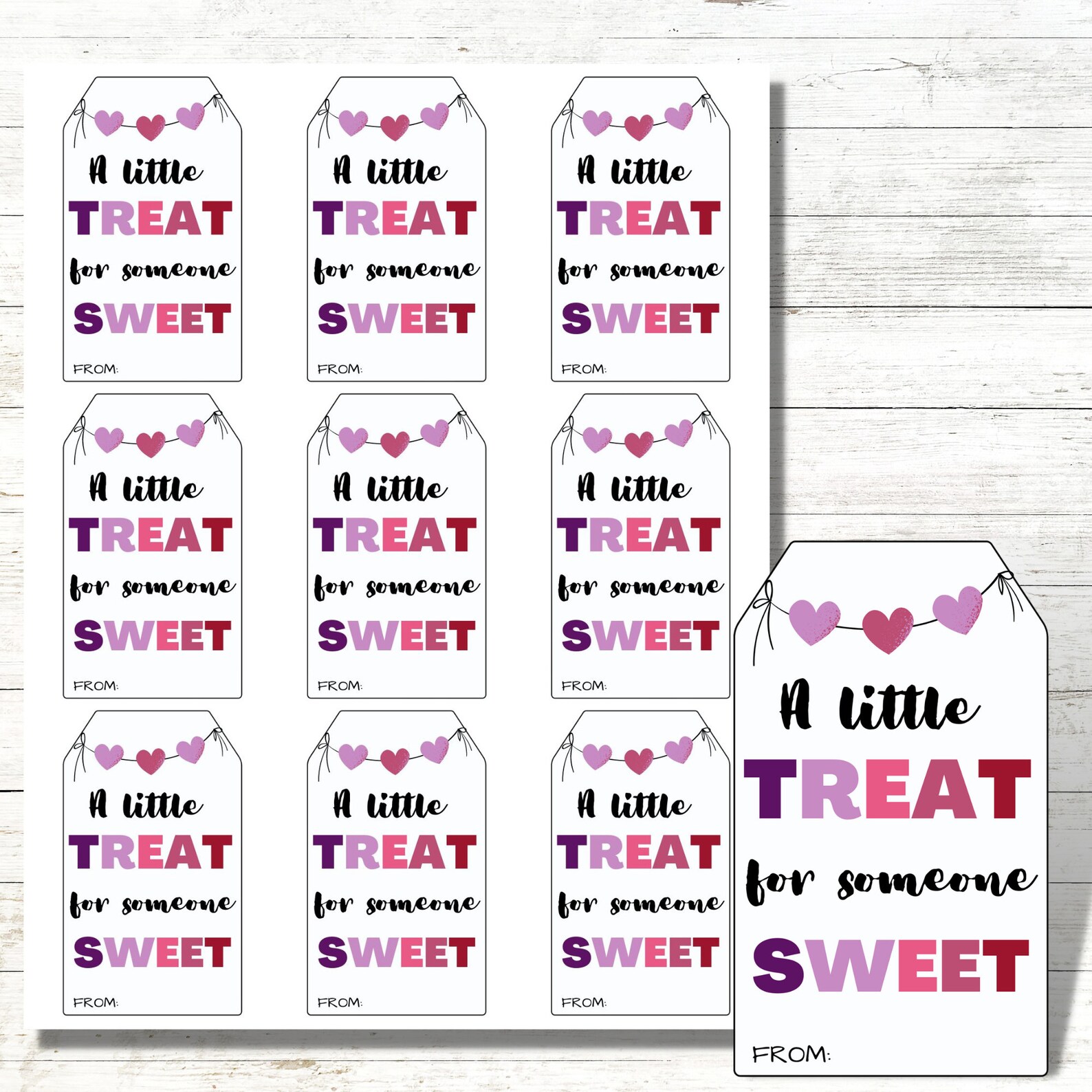 Valentines Day Tag, A Little Treat for Someone Sweet, Valentine Gift ...