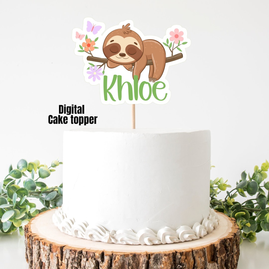 Sloth Cake Topper, Jungle Birthday Party Cake Topper, Zoo Theme Topper ...