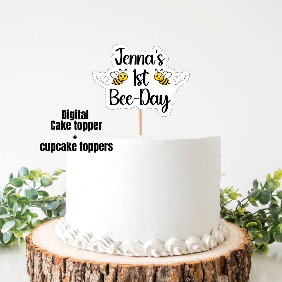 Bumble Bee Cake Topper, Bee-day Topper, Bee Two Birthday, Bee Birthday ...