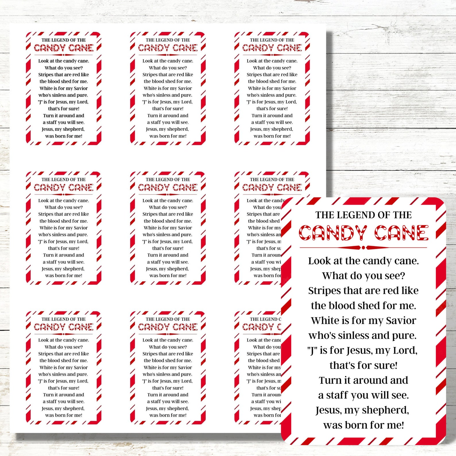 Legend of the Candy Cane Printable Tag, Candy Cane Poem, Christmas Tags ...