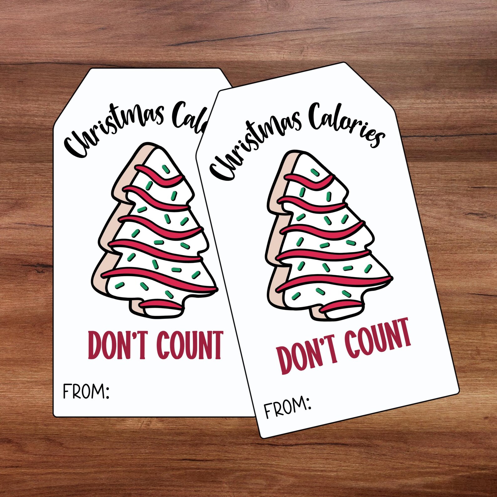 Printable Christmas Treat Tag, Christmas Calories Dont Count, Little ...
