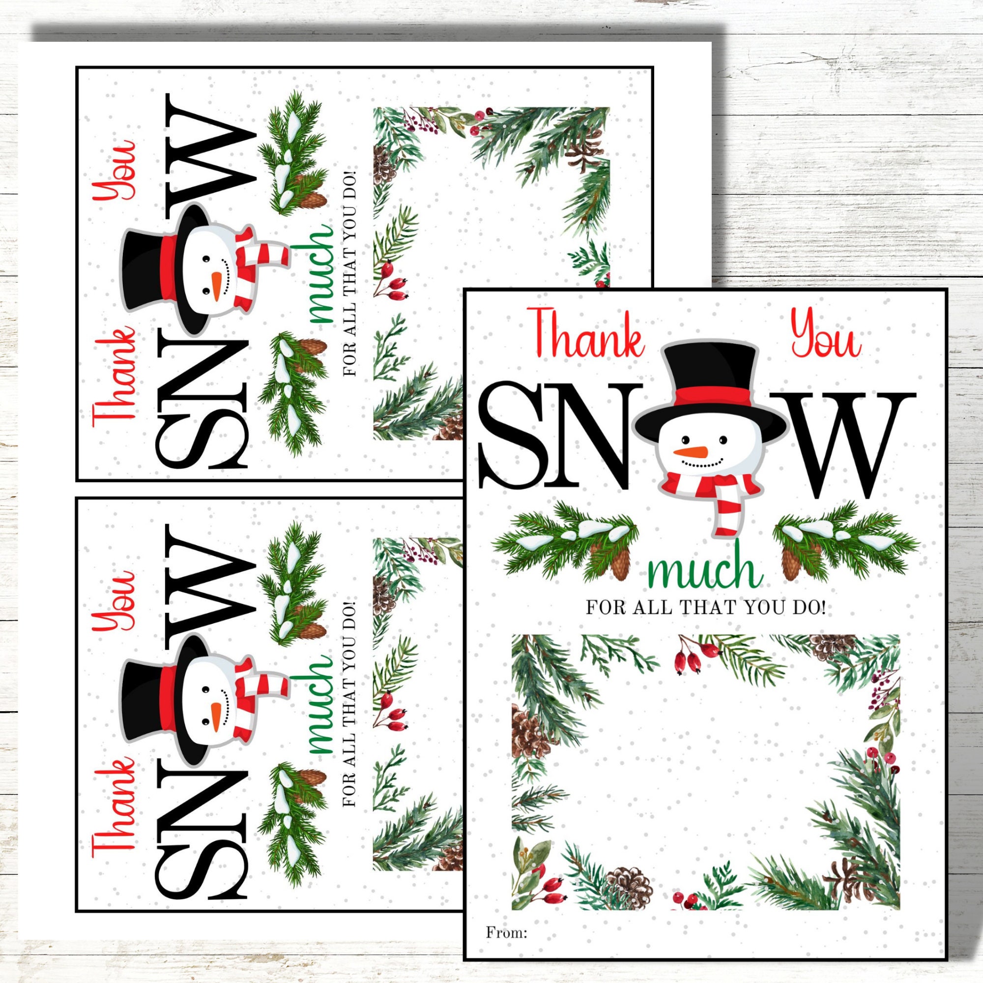 Christmas Thank You Snow Much Gift Card Holder, Printable Teacher Gift ...