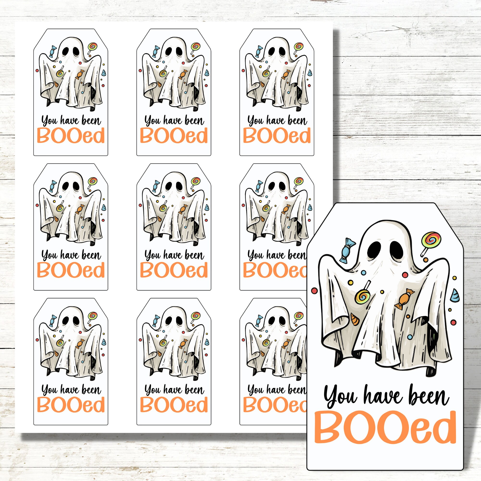 You've Been Booed Happy Halloween Cute Ghost Gift Tag - Etsy