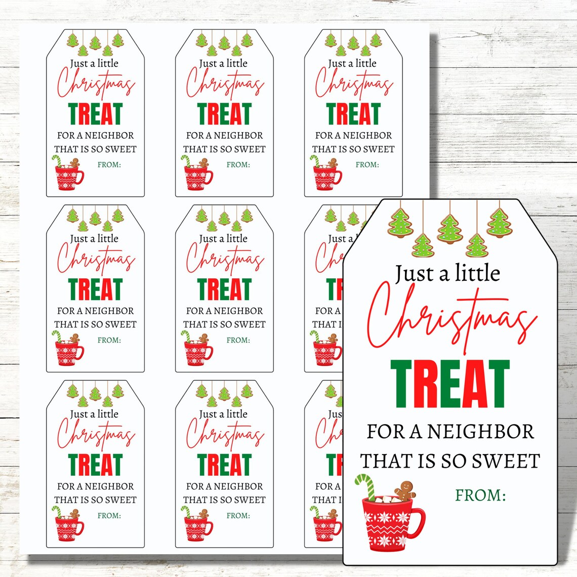 Neighbor Gift Tag, Christmas Treat for Neighbor, Secret Santa Neighbor ...