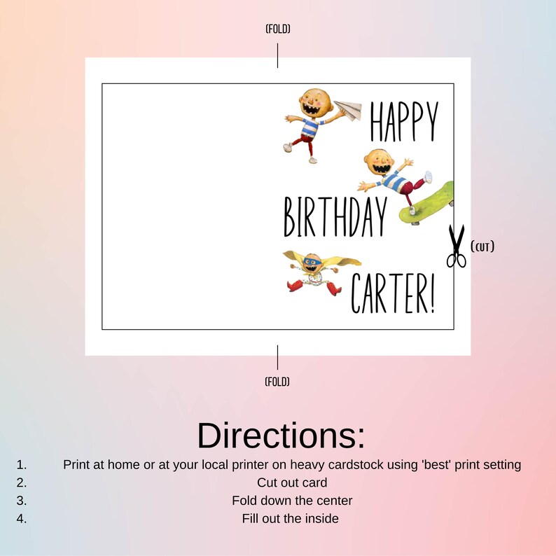No David Birthday Card, Printable Birthday Card, Young Reader Birthday ...