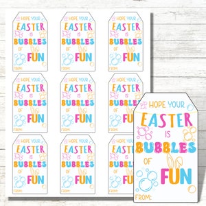 Easter Bubbles Tag, Bubbles of Fun Easter Class Favor, School Party ...