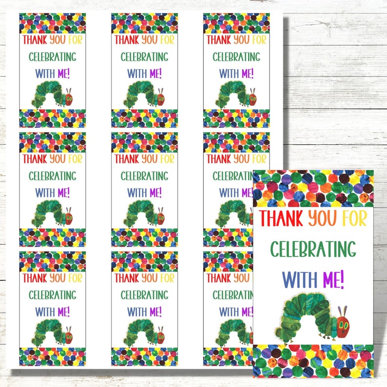 Very Hungry Caterpillar Thank You Tags Caterpillar Party - Etsy