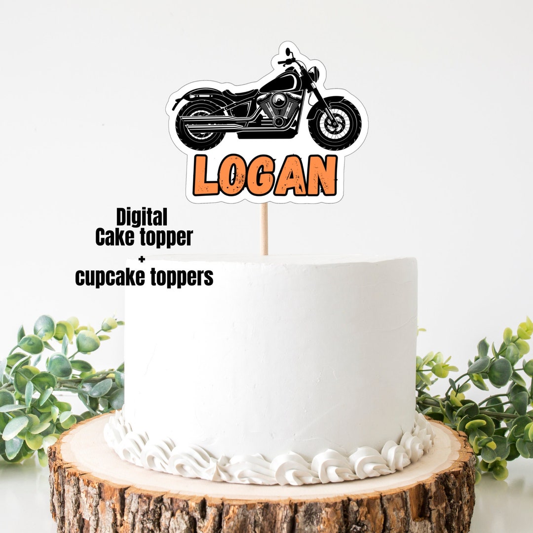 Printable Motorcyle Cake Topper, Motorcyle Cupcake Toppers, Digital ...