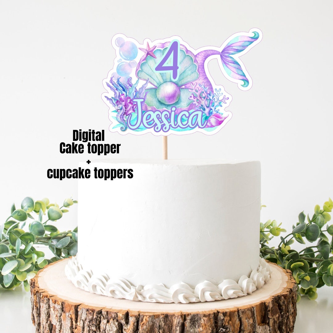 Mermaid Cake Topper, Little Mermaid Cake Topper, Under the Sea Cake ...