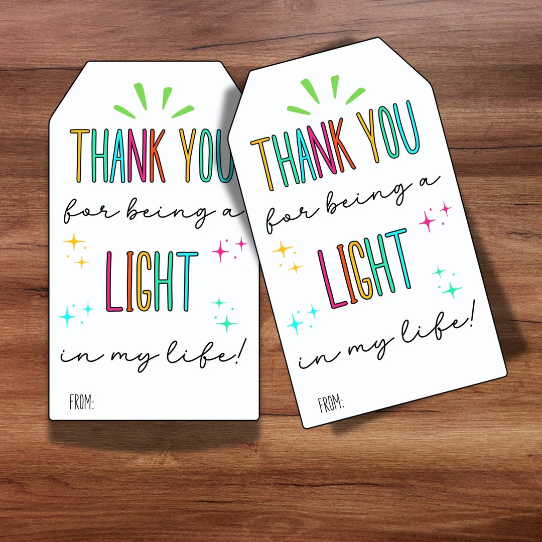 Thank You for Being A Light in My Life Candle Tag, End of Year Teacher ...