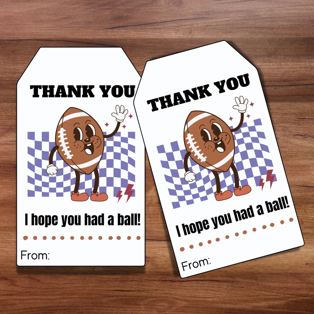 Football Thank You Tags, Football Birthday Favor Tags, Football Treats ...