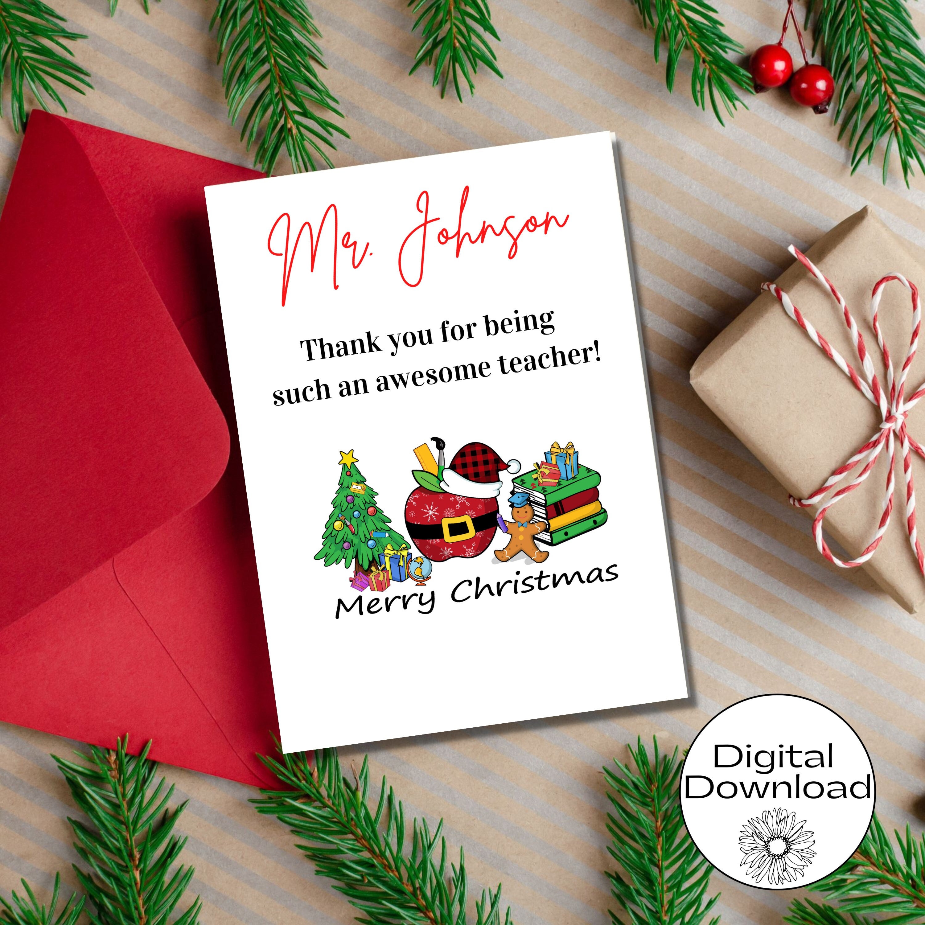 Personalized Teacher Christmas Thank You Teacher Appreciation - Etsy