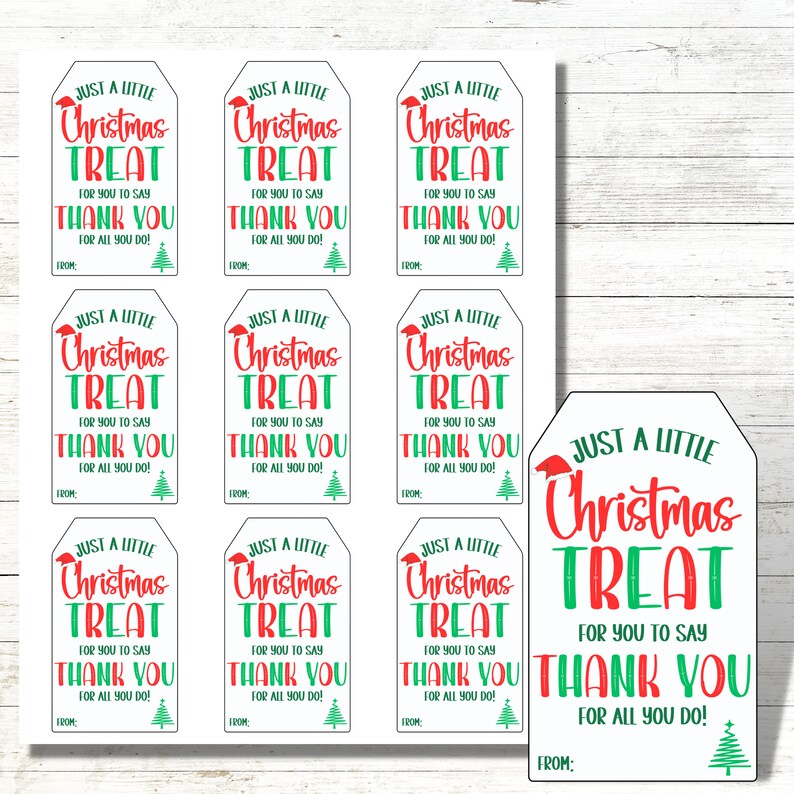 Holiday Appreciation Gift Tags, Christmas Treat Thank You Tag ...