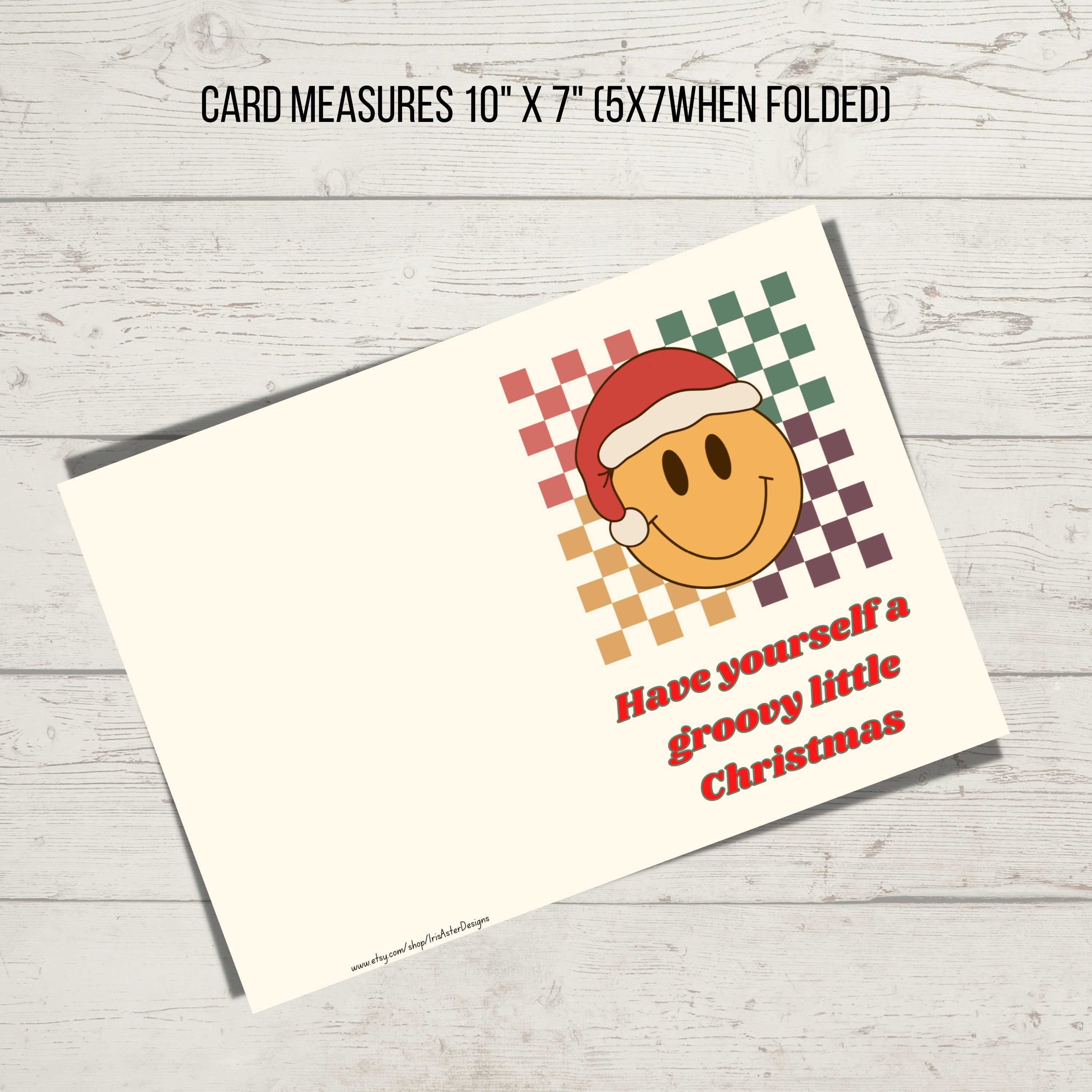 Printable Christmas Card Retro Card Smiley Face Christmas - Etsy
