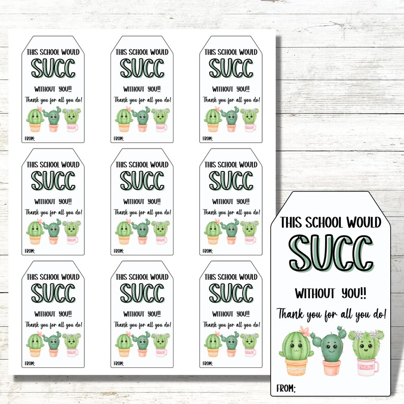 Succulent Plant Flower Teacher Thank You Tag School Would - Etsy