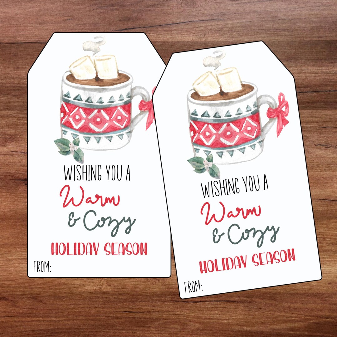 Printable Warm and Cozy Gift Tag, Holiday Season Gift Ta, Cosy Holidays ...