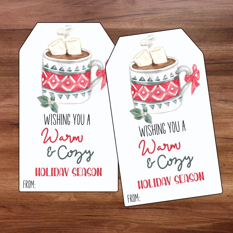 Printable Warm and Cozy Gift Tag, Holiday Season Gift Ta, Cosy Holidays ...