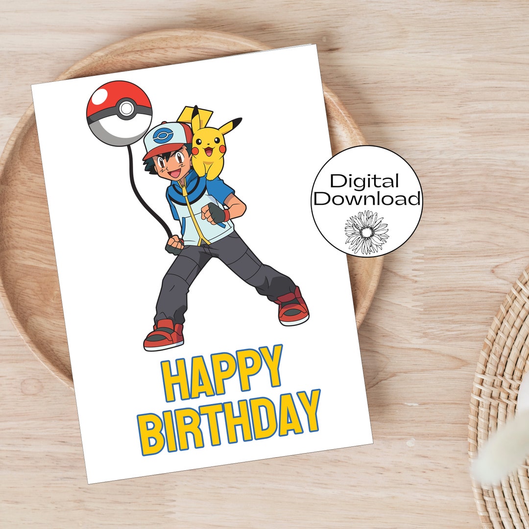 Pokemon Birthday Card, Pokemon Gift, Pikachu Card, Pokemon Theme ...