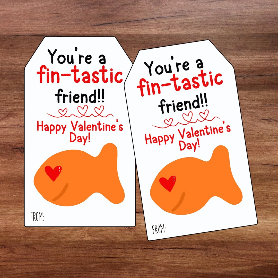 Classroom Valentine Goldfish Tags, Valentine School Treat Printable Tag ...