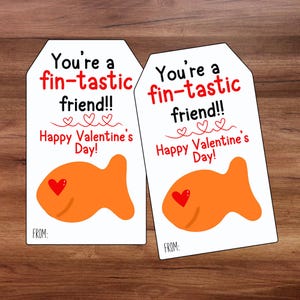 Classroom Valentine Goldfish Tags, Valentine School Treat Printable Tag ...
