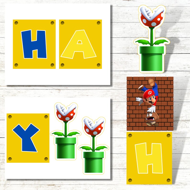 Super Mario Digital Birthday Banner Mario Birthday Party - Etsy