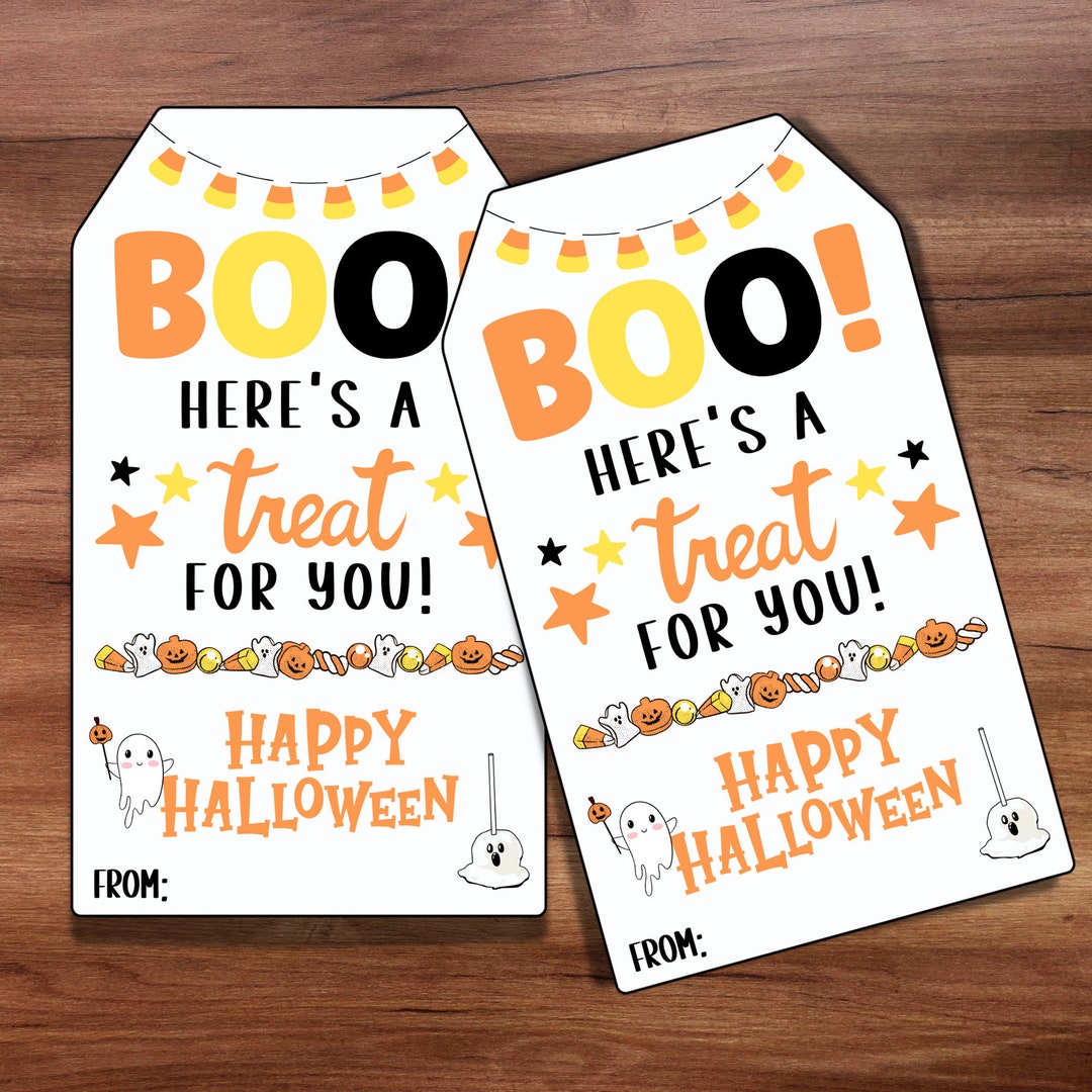 Halloween Treat Tags, Boo Halloween Tags, Candy Corn Gift Tag Halloween ...