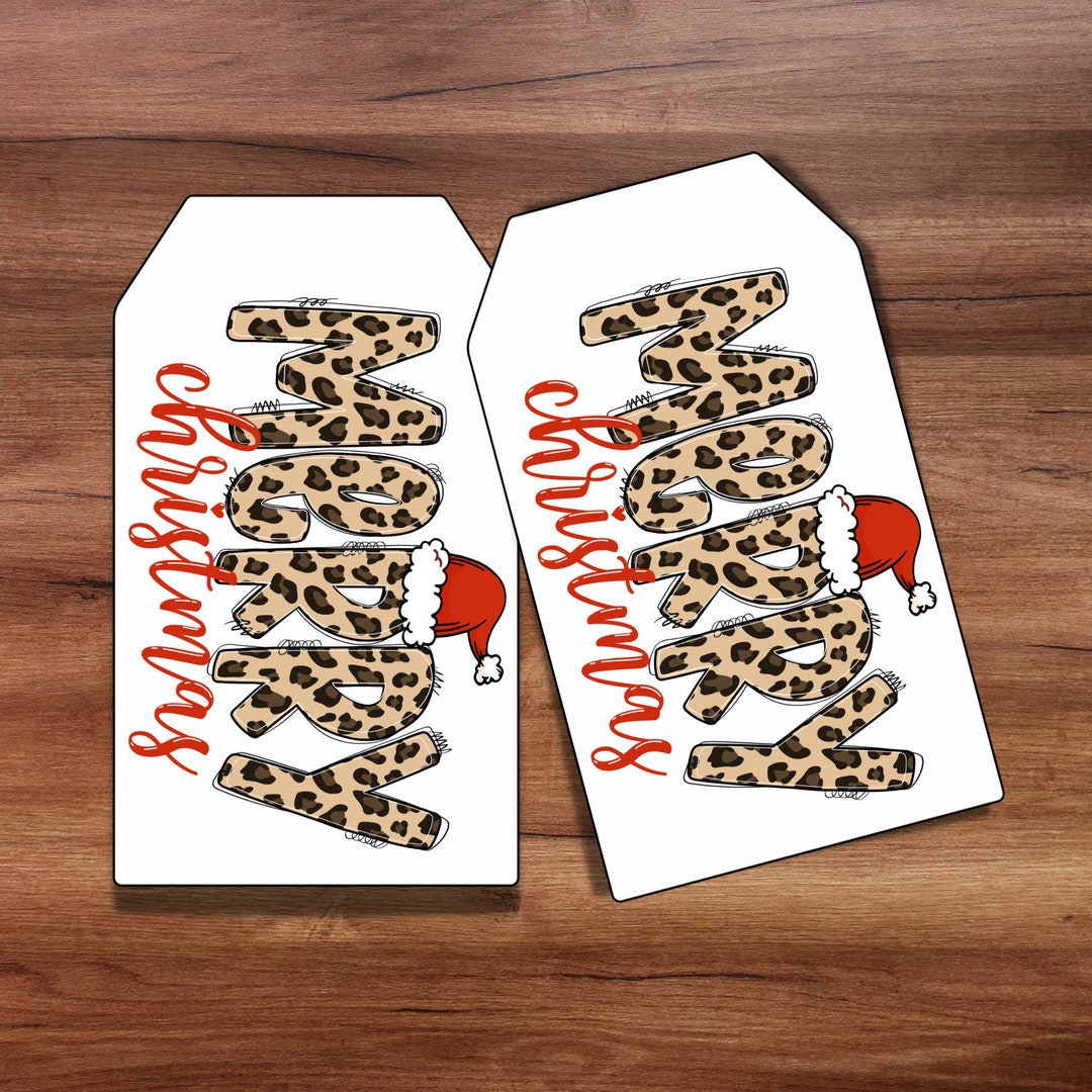 Printable Merry Christmas Gift Tag, Leopard Christmas Gift Tag ...